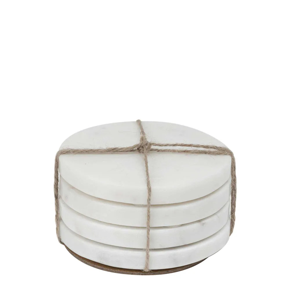Marble Coaster (Set of 4) Round White – House 2 Home Collection